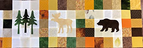 Autumn Table Runner Wall Hanging Kit - Fabric Charm Packs - 2.5-Inch Precut Fabric - Quilt Fabric - 100% Quilting Cotton - Quilting Fabrics - Cabin - Bear - Moose