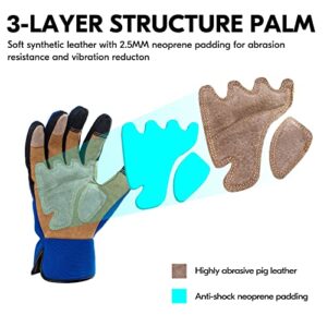 Vgo... 1-Pair Gardening Gloves Men, Safety Work Gloves, Puncture-proof, Thornproof, Touchscreen (Size L, Blue, SL7475)