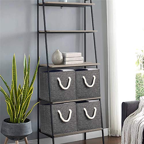 13 Inch Storage Boxes Fabric Cube Storage Bins Foldable Storage Basket Grey Storage Cube Inserts with Handles Collapsible Orgnizing Bins for Storage Cubes Organizer,Package of 6, Q-ST-56-6