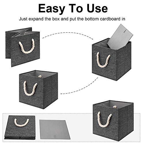 13 Inch Storage Boxes Fabric Cube Storage Bins Foldable Storage Basket Grey Storage Cube Inserts with Handles Collapsible Orgnizing Bins for Storage Cubes Organizer,Package of 6, Q-ST-56-6