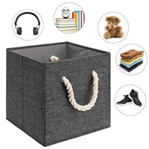 13 Inch Storage Boxes Fabric Cube Storage Bins Foldable Storage Basket Grey Storage Cube Inserts with Handles Collapsible Orgnizing Bins for Storage Cubes Organizer,Package of 6, Q-ST-56-6