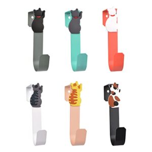 ufurmate over the door hooks, 6pcs sturdy metal single over door hooks with animal decorative over the door towel rack for hanging towels, clothes,bags, hats (cat decoration)