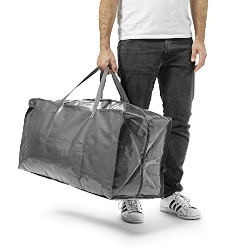 Domiform Moving Bags 4-Pack Set,24.5 Gallon Large Tote Bag for Storage, Heavy Duty Space Saver Bags for Clothing Storage and Room Organization, Practical Alternative to Moving Boxes Grey X-Large