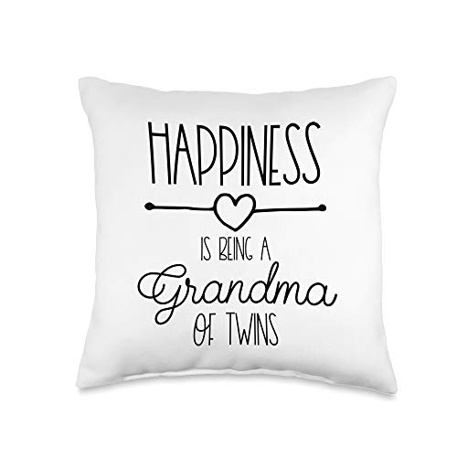 Twin Grandma Gifts For Women Co Happiness is Being A Grandma of Twins Pregnancy Announcement Throw Pillow, 16x16, Multicolor