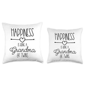 Twin Grandma Gifts For Women Co Happiness is Being A Grandma of Twins Pregnancy Announcement Throw Pillow, 16x16, Multicolor