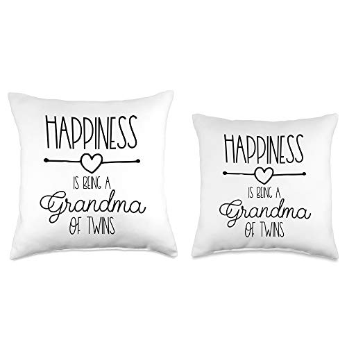 Twin Grandma Gifts For Women Co Happiness is Being A Grandma of Twins Pregnancy Announcement Throw Pillow, 16x16, Multicolor