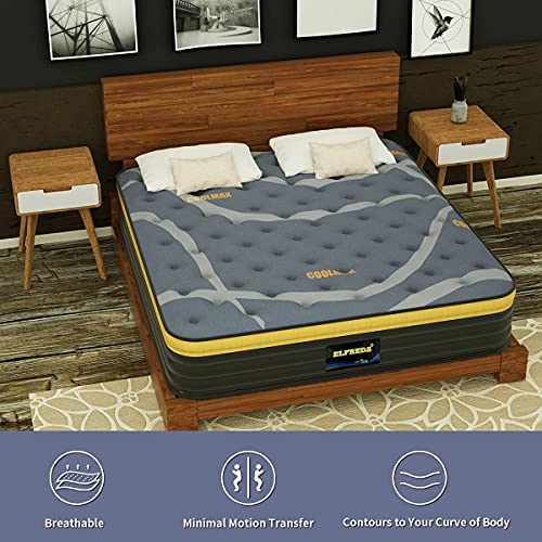 Elfreda Short Queen Mattress, RV Mattress (60''x74 12 inch Pillow Top Innersprings Hybrid Mattress, Memory Foam and Pocket Spring Firm Mattress, Supportive & Pressure Relief Mattress, Bed in a Bag