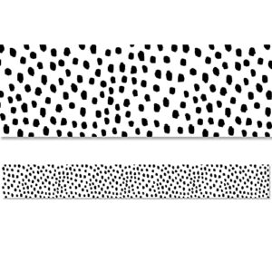 creative teaching press black messy dots border (core decor, ez border) classroom decor, black, white (ctp10451)