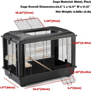 VINTEX Large Hamster Cages,Small Animal Habitat for Large Siberian Hamster, Gerbils, Little Rabbits, Includes 5 Pack Hamster Toys and Habitat Accessories, Measures 24" L x 14" W x 17" H (Black Cage)