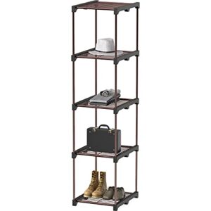 simple houseware storage shelves multipurpose 5-tier freestanding closet organizer kitchen tower rack, bronze