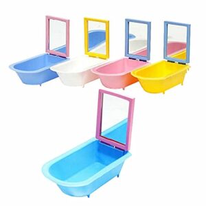 fit fly 2 plastic birds cage bath basins mirror small bird bathtubs parakeet canary