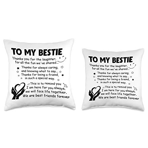 To My Bestie By Merch To My Bestie Thank You for The Laughter Throw Pillow, 16x16, Multicolor