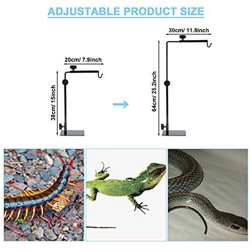 XMSound Reptile lamp Stand ,Adjustable Floor Light Holder Stand Bracket Metal Lamp Support for Reptile Glass Terrarium Heating Light, for Cold-Blooded Animals Like Amphibians and Lizards, Turtles