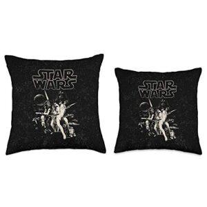 Star Wars Group Shot Distressed Logo Throw Pillow