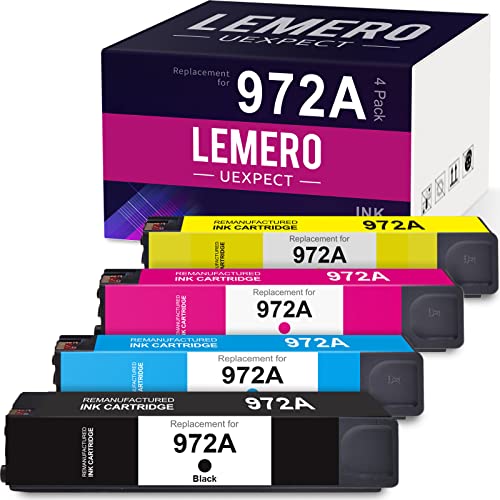 LemeroUexpect Remanufactured Ink Cartridge Replacement for HP 972A 972X for PageWide Pro MFP 552dw 477dn 577dw 477dw 577z 452dw 452dn 377dw P57750dw Printer (Black Cyan Magenta Yellow, 4-Pack)