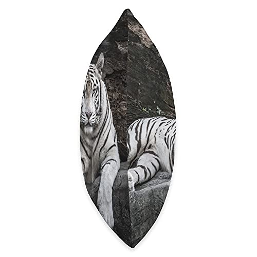 Big Cat white Tiger Face Safari Photography Bengal Tiger idian Animal Wildlife Black White Photo Throw Pillow, 18x18, Multicolor