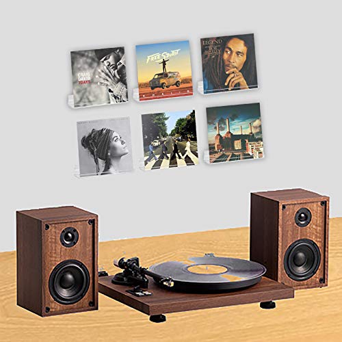 XOHYW Clear LP Vinyl Record Wall Mount Shelf, 6 Pack 12 inch Acrylic Album Record Holder Display Rack, Floating Shelves Perfect for Style Office Home