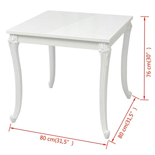 NusGear Dining Table 31.5"x31.5"x30" High Gloss White -382