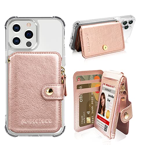 M-Plateau，Card Holder with Zipper Coin Purse,Phone Wallet with Cell Phone Lanyard for Most of Smart Cell Phones (Rose Pink)