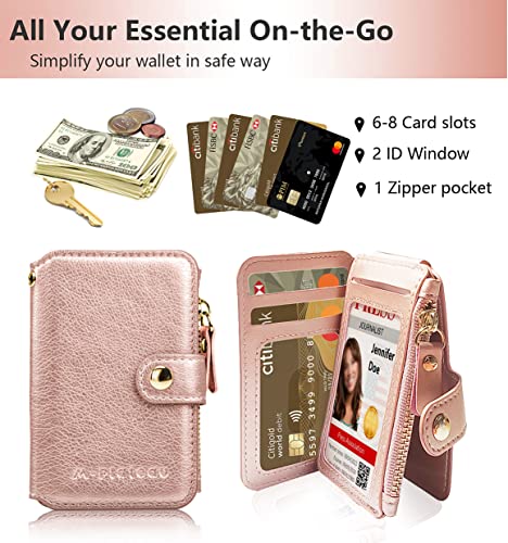 M-Plateau，Card Holder with Zipper Coin Purse,Phone Wallet with Cell Phone Lanyard for Most of Smart Cell Phones (Rose Pink)