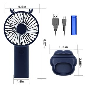 Mini Handheld Fan, Battery Operated Small Personal Portable Fan Speed Adjustable USB Rechargeable Fan Cute Design, Ultra Quiet, Phone Holder, For Stylish Kids Girls Women Men Office Bedroom Outdoor