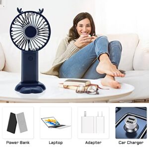 Mini Handheld Fan, Battery Operated Small Personal Portable Fan Speed Adjustable USB Rechargeable Fan Cute Design, Ultra Quiet, Phone Holder, For Stylish Kids Girls Women Men Office Bedroom Outdoor