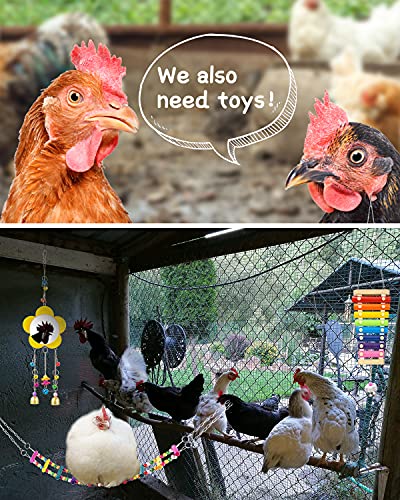 Woiworco 5 Packs Chicken Toys, Chicken Xylophone Toy for hens, Chicken Mirror Toys, Chicken Ladders Swing Toys and Vegetable Hanging Feeder Chicken Coop Accessories