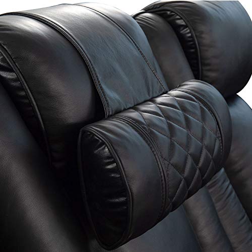 Octane Seating Recliner Head & Neck Pillow | Diamond Stitch | Black Leather