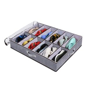 2 Pack Under Bed Shoe Storage Organizer Bag with Lid and Zipper Foldable Underbed Storage Container Under Bed Shoe Storage Solution 80×63×15cm