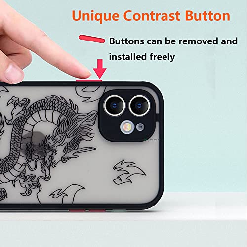 Urarssa Compatible with iPhone Xr Case Fashion Cool Dragon Animal 3D Pattern Design Frosted PC Back Soft TPU Bumper Shockproof Protective Case Cover for iPhone Xr, Black