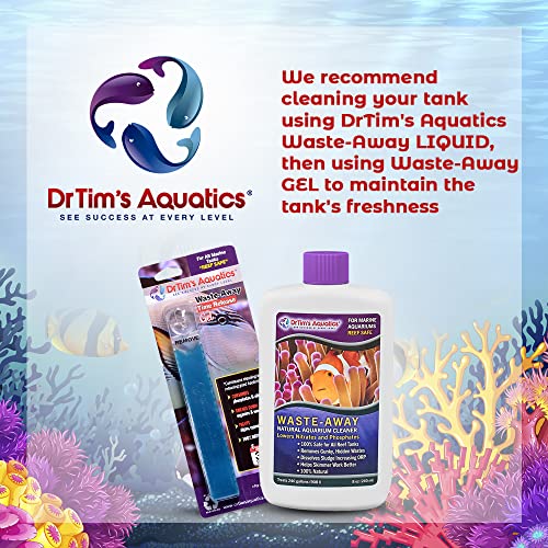 DrTim’s Aquatics Reef Safe Waste-Away Time Release Gel – Natural Fish Tank & Aquarium Leave-in Gel Waste Management Solution for Dissolving & Cleaning Organic Sludge & Waste - 2 Pack - Treats 100 gal