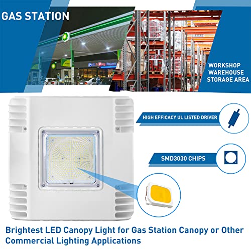 OSTEK LED Canopy Light for Gas Station, 150W Carport Ceiling Light 19500LM 5700K Daylight 400-700W MH/HPS Equiv. Recessed Surface Mount, IP65 Rating, 5 Years Warranty, 90-277V, UL&DLC Listed