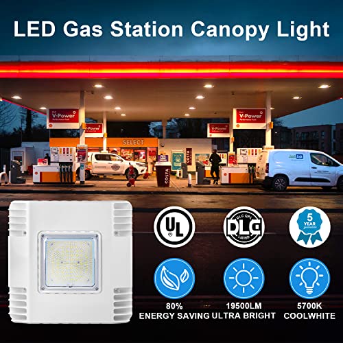 OSTEK LED Canopy Light for Gas Station, 150W Carport Ceiling Light 19500LM 5700K Daylight 400-700W MH/HPS Equiv. Recessed Surface Mount, IP65 Rating, 5 Years Warranty, 90-277V, UL&DLC Listed