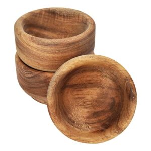 rissetree acaica wood condiment cups tiny mini pinch bowls cups, dip sauce, nuts, candy, fruits, appetizer, and snacks,dia 2-3/4" x 1-1/2", set of 3