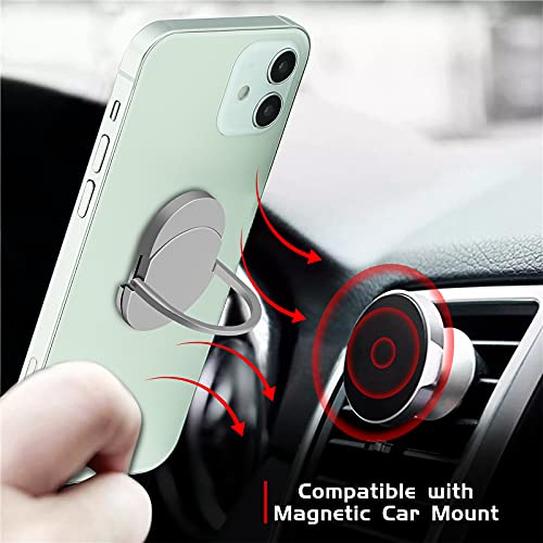 SOOSISI Cell Phone Ring Holder 2 Pcs, Finger Ring Universal 360 Degree Rotation Phone Rings & Magnetic Car Mount Compatible, with All iPhone & Android Smartphones (Silver)