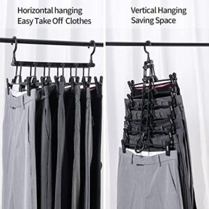 MOONIGHT TIME Plastic Pants Hangers, Skirt Hangers Space Saving, Closet Organizer Storage Hangers for Pants, Skirts, Shorts, Jeans, Black 2 Pack