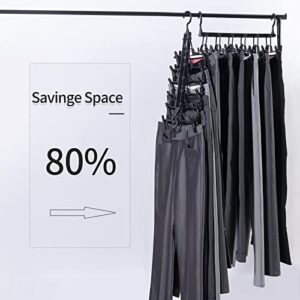 MOONIGHT TIME Plastic Pants Hangers, Skirt Hangers Space Saving, Closet Organizer Storage Hangers for Pants, Skirts, Shorts, Jeans, Black 2 Pack