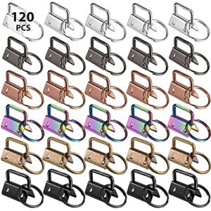 120 pieces key fob hardware 6 colors keychain fob wristlet hardware with key ring key fob chain hardware 1 inch