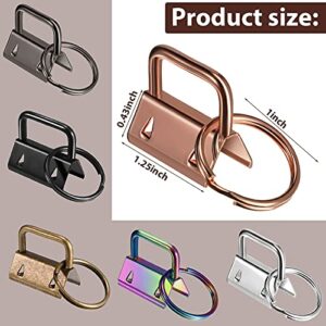 120 Pieces Key Fob Hardware 6 Colors Keychain Fob Wristlet Hardware with Key Ring Key Fob Chain Hardware 1 Inch