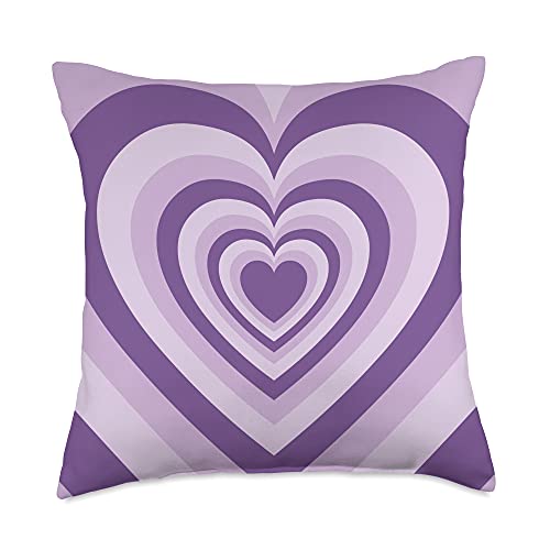 Purple Love Heart Decorations Lavender Purple Love Heart Coffee Latte Pattern Throw Pillow, 18x18, Multicolor