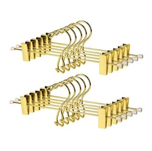 better to u stackable shiny gold metal pants hanger 10 pack, golden skirt trousers hanger add-on hook, space-saving hanger with non-slip adjustable clips for jeans slacks boutique