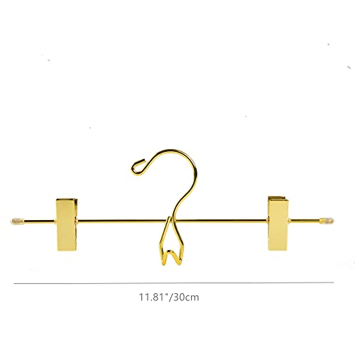 Better to U Stackable Shiny Gold Metal Pants Hanger 10 Pack, Golden Skirt Trousers Hanger Add-on Hook, Space-Saving Hanger with Non-Slip Adjustable Clips for Jeans Slacks Boutique