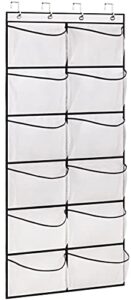 kimbora over the door shoe organizer 12 large mesh pockets boots hanging storage shoe rack for closet white