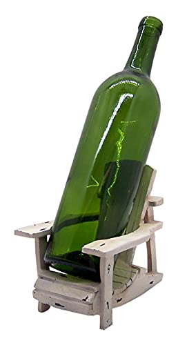 Distressed Beach Chair Wine Bottle Holder, Tabletop Decoration, Beach Themed Décor, 5.5 Inches