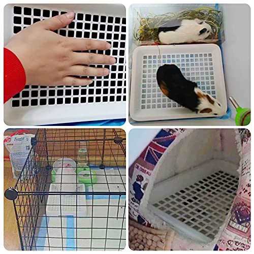 Guinea Pig Toilet, Small Animal Potty Trainer Corner, Square Rat Litter Bedding Box with Small Broom, Dustpan, Small Pet Litter Toilet for Guinea Pigs, Chinchilla, Ferret,Galesaur…