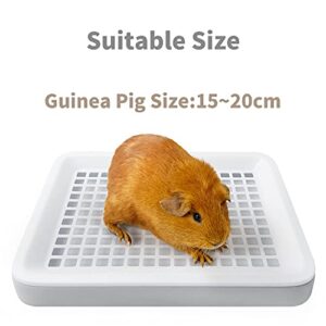 Guinea Pig Toilet, Small Animal Potty Trainer Corner, Square Rat Litter Bedding Box with Small Broom, Dustpan, Small Pet Litter Toilet for Guinea Pigs, Chinchilla, Ferret,Galesaur…