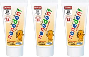 3x50 ml nenedent toothpaste for children up 0 to 6 years with raspberry-strawberry flavour | germany