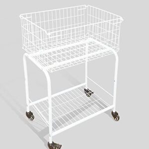 basket for garments storage, easy moved with wheels have brake, Laundry basket, white color，rolling basket