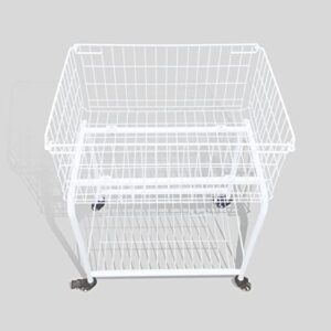 basket for garments storage, easy moved with wheels have brake, Laundry basket, white color，rolling basket