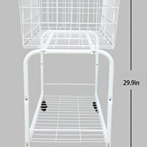 basket for garments storage, easy moved with wheels have brake, Laundry basket, white color，rolling basket